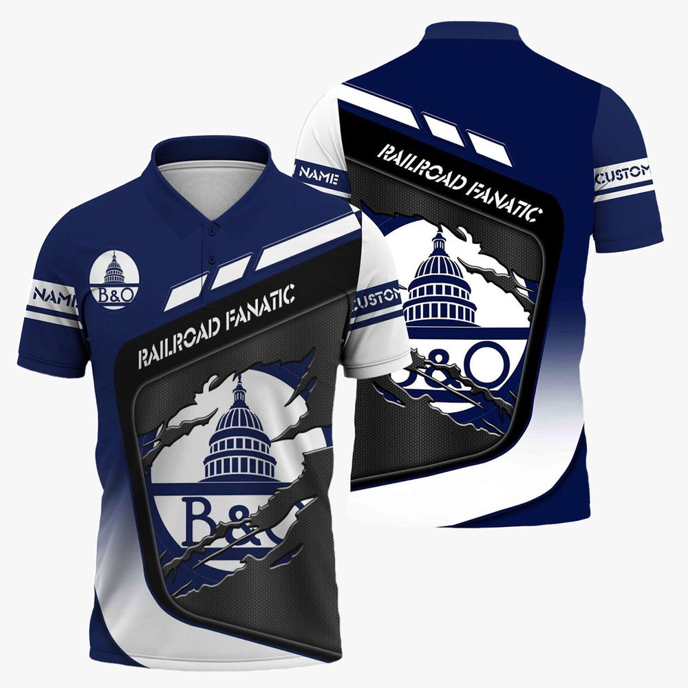 Baltimore and Ohio Railroad Polo Shirt, Ripped Texture Style BAndO Tra – Customwitch