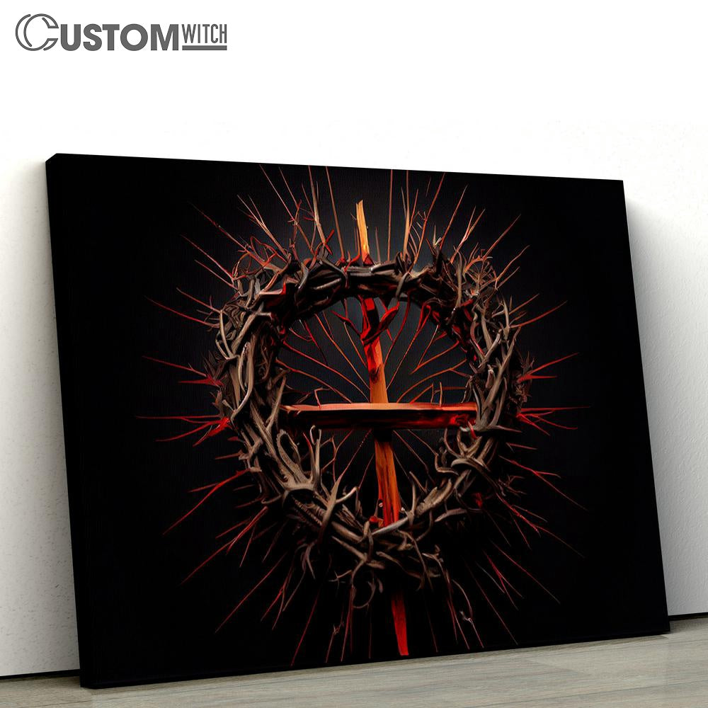 Cross Crown Thorns Jesus Christ Canvas Pictures - Faith Art - Christia – Customwitch