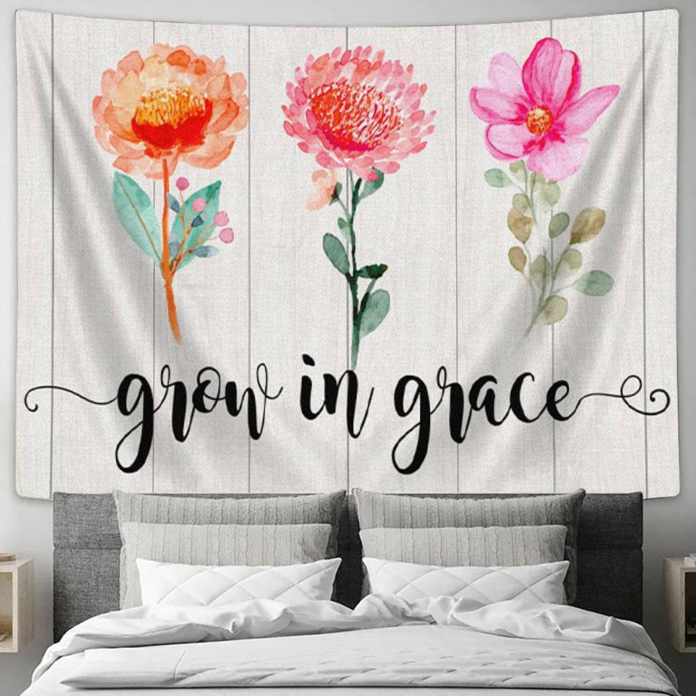 Grow In Grace Tapestry Wall Art - - Christian Wall Decor – Customwitch