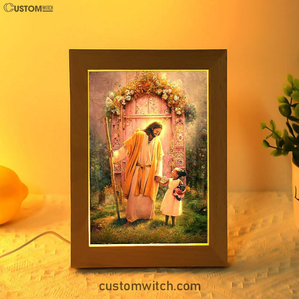 Jesus And Child Girl Frame Lamp Pictures - Jesus Art Prints - Jesus Ar – Customwitch