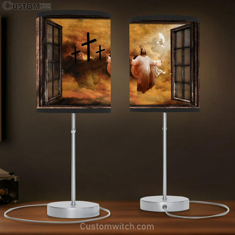 Jesus Praying The Rugged Cross Heaven's Light Large Table Lamp - Chris – Customwitch