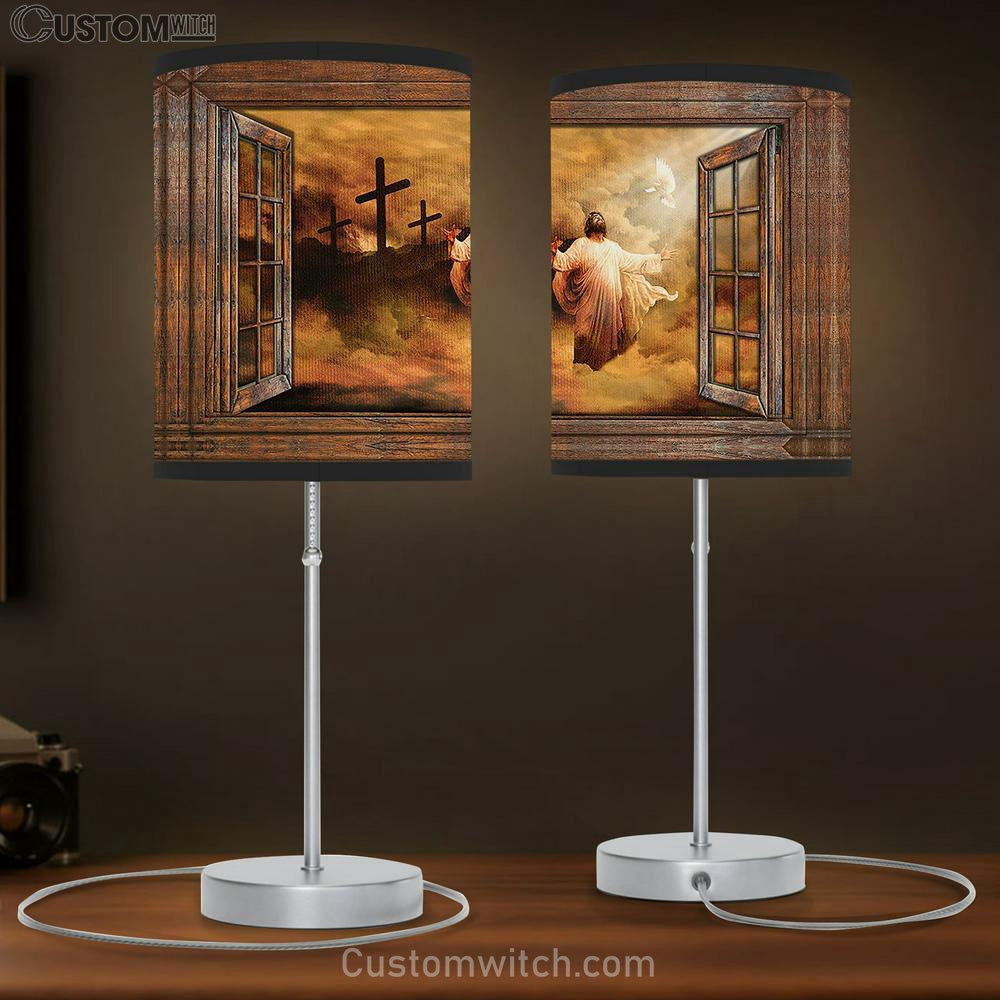 Jesus The Rugged Cross Heaven's Light Table Lamp Art - Christian Lamp – Customwitch