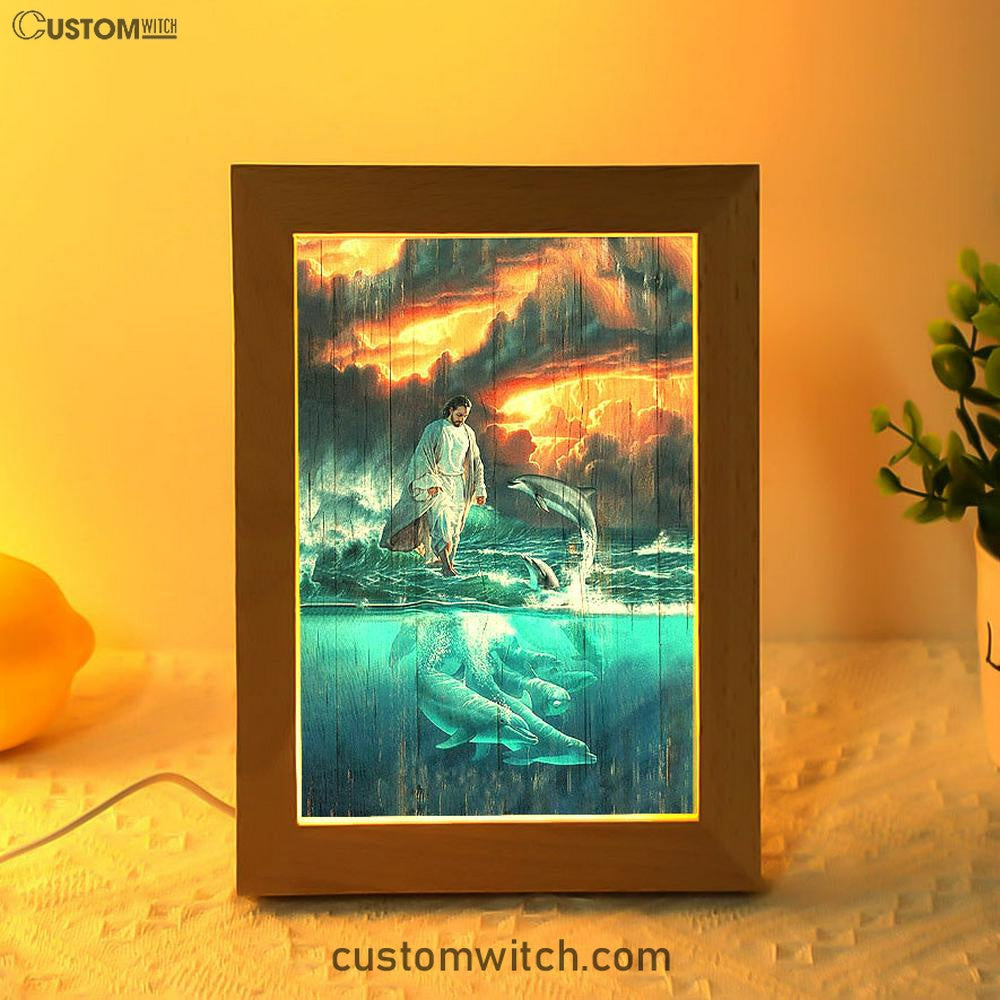 Jesus Walking On The Sea Dolphin Frame Lamp Art - Christian Art - Bibl – Customwitch