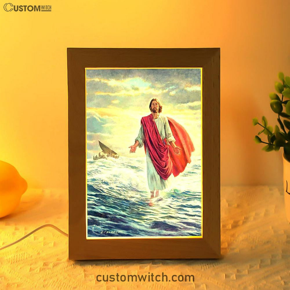 Jesus Walking On Water Frame Lamp Prints - Religious Frame Lamp Art - – Customwitch