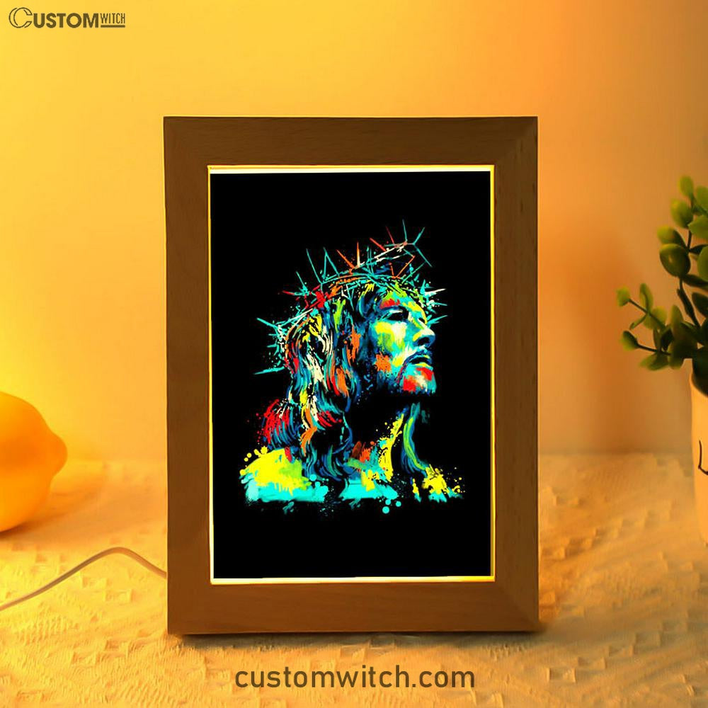 Jesus Wearing Crown Of Thorns Frame Lamp Prints - Jesus Christ Frame L – Customwitch