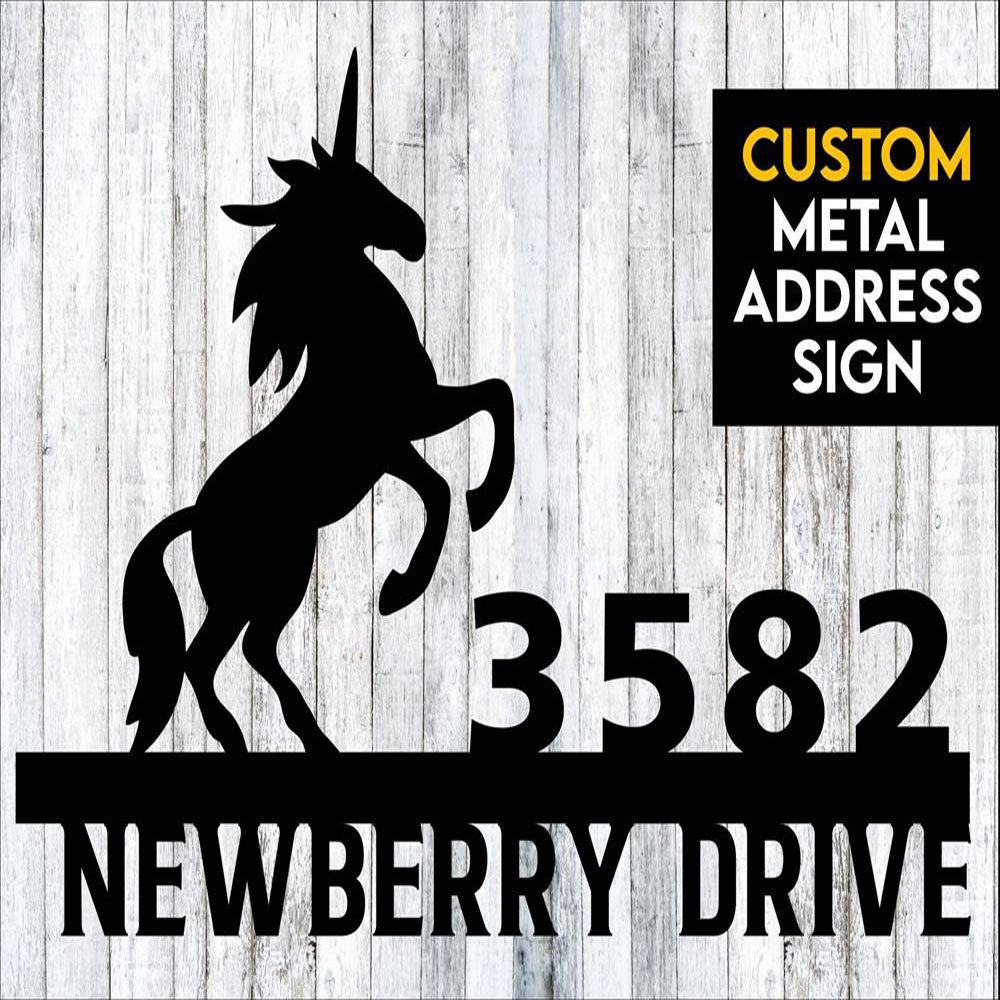 Metal Address Sign, Unicorn Metal Address Sign, Custom Address Sign Cu ...