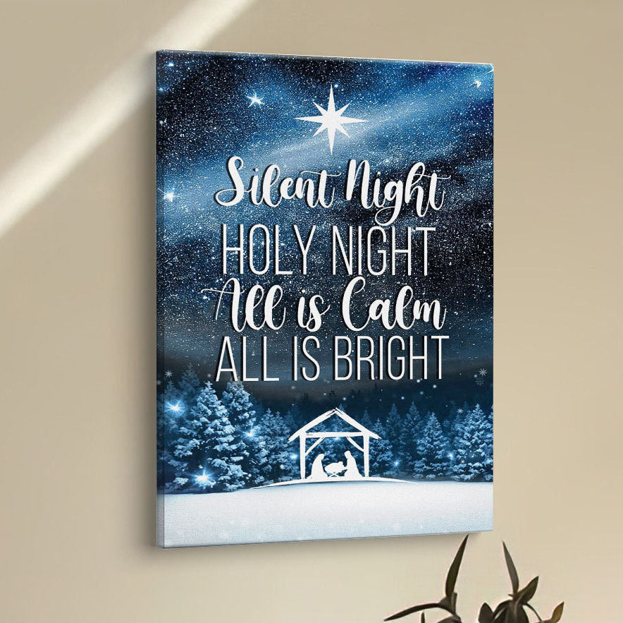 Silent Night Holy Night Starry Night Canvas Prints - Bible Verse Wall ...