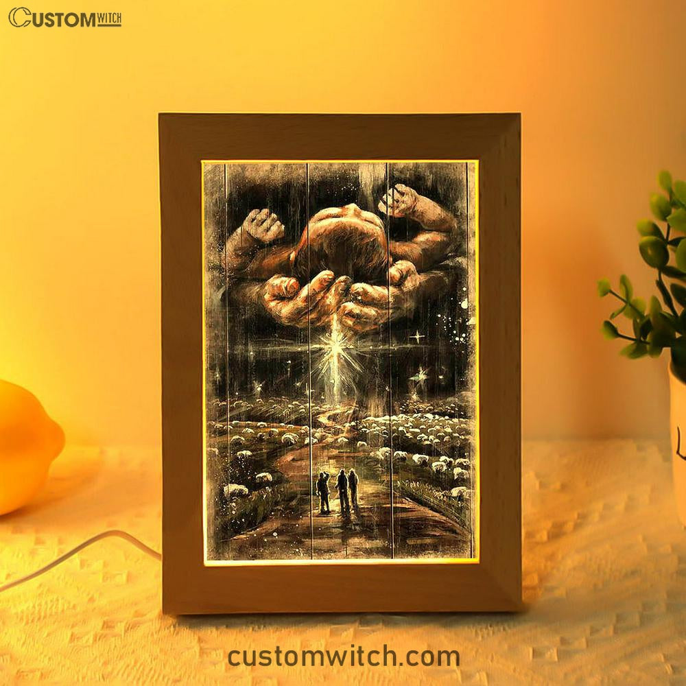 The Day He Was Born Jesus Frame Lamp Art - Christian Art - Bible Verse – Customwitch