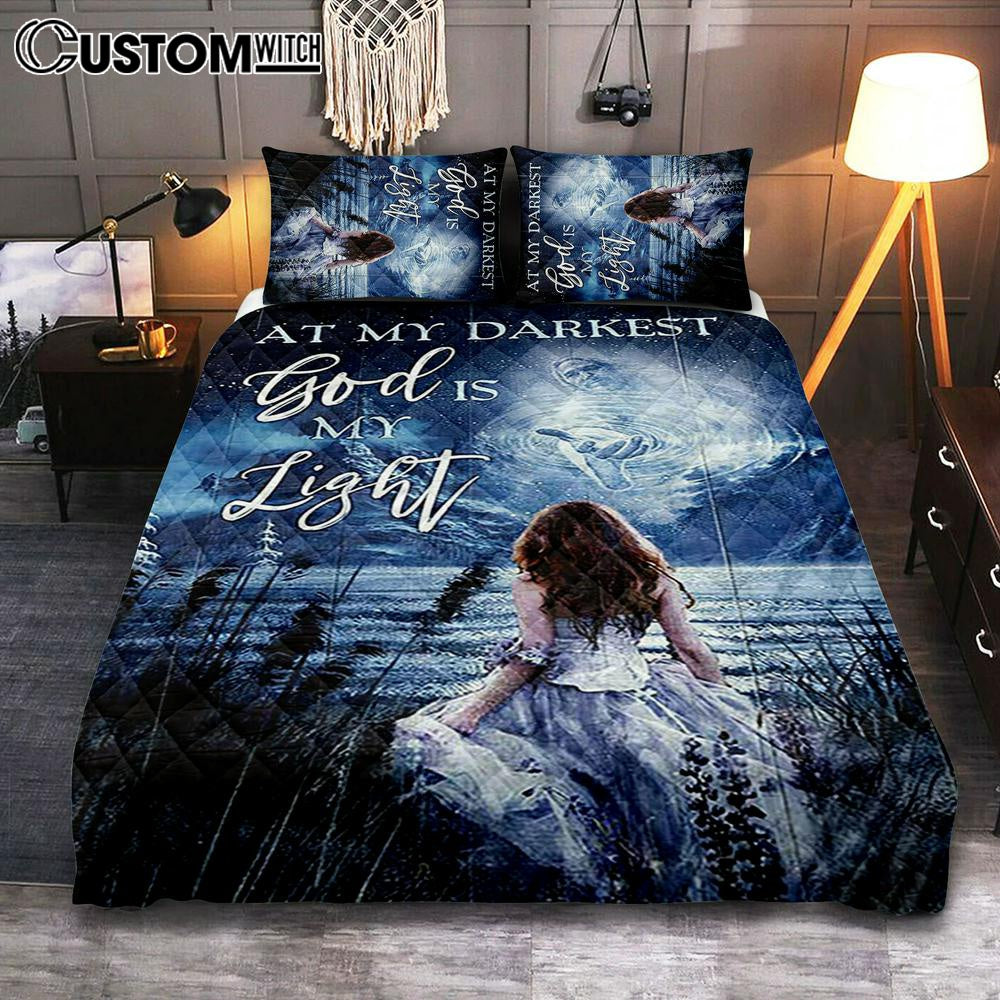 At My Darkest God Is My Light Quilt Bedding Set Art - Bible Verse Bedr ...