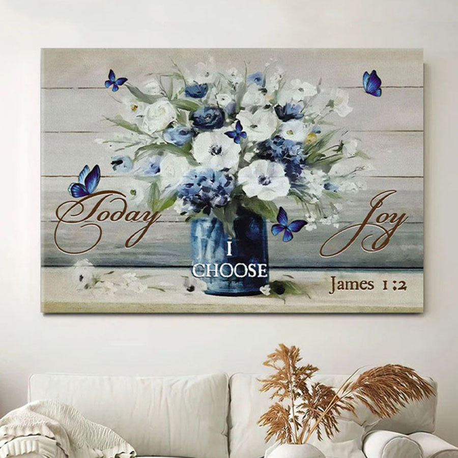 Christian Wall Art Butterfly Flower - Today I Choose Joy Canvas Wall A ...