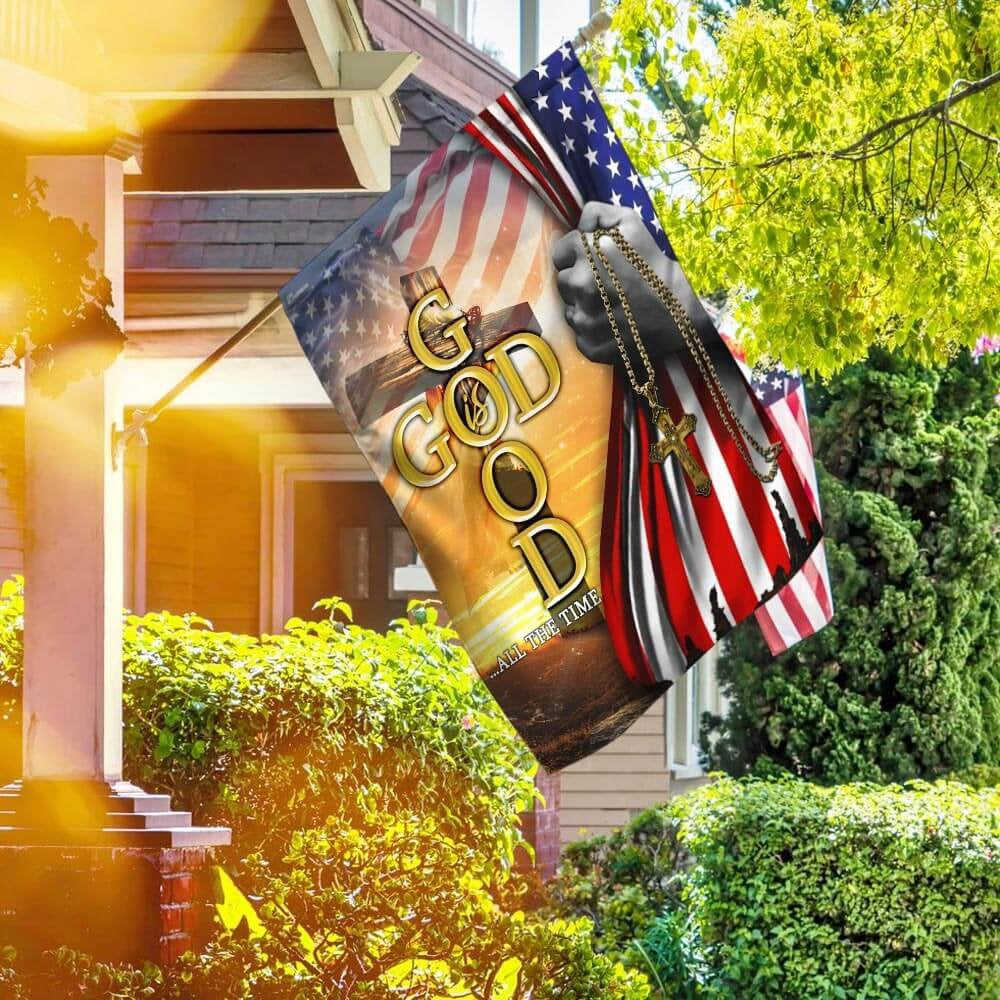 Christian Garden Flags, God Is Good All The Time Christian Cross Ameri ...