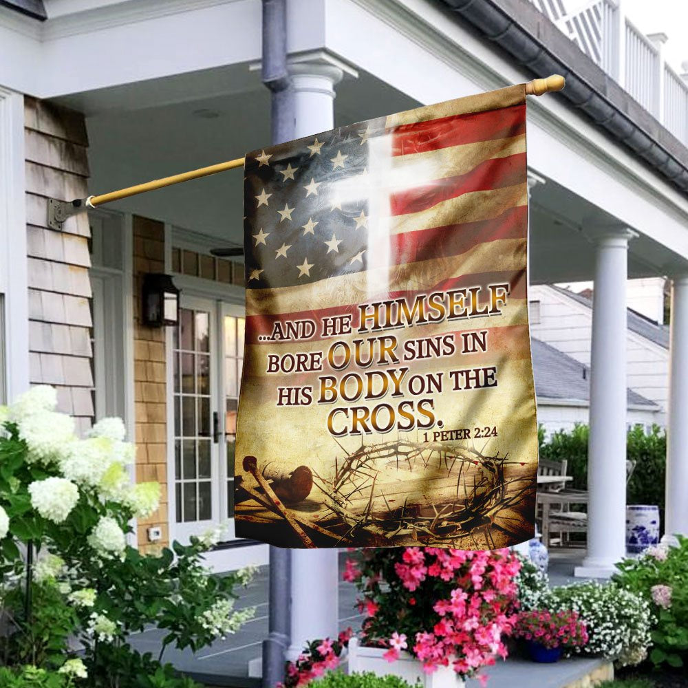 Christian Garden Flags, He Himself Bore Our Sins In His Body On The Cr ...