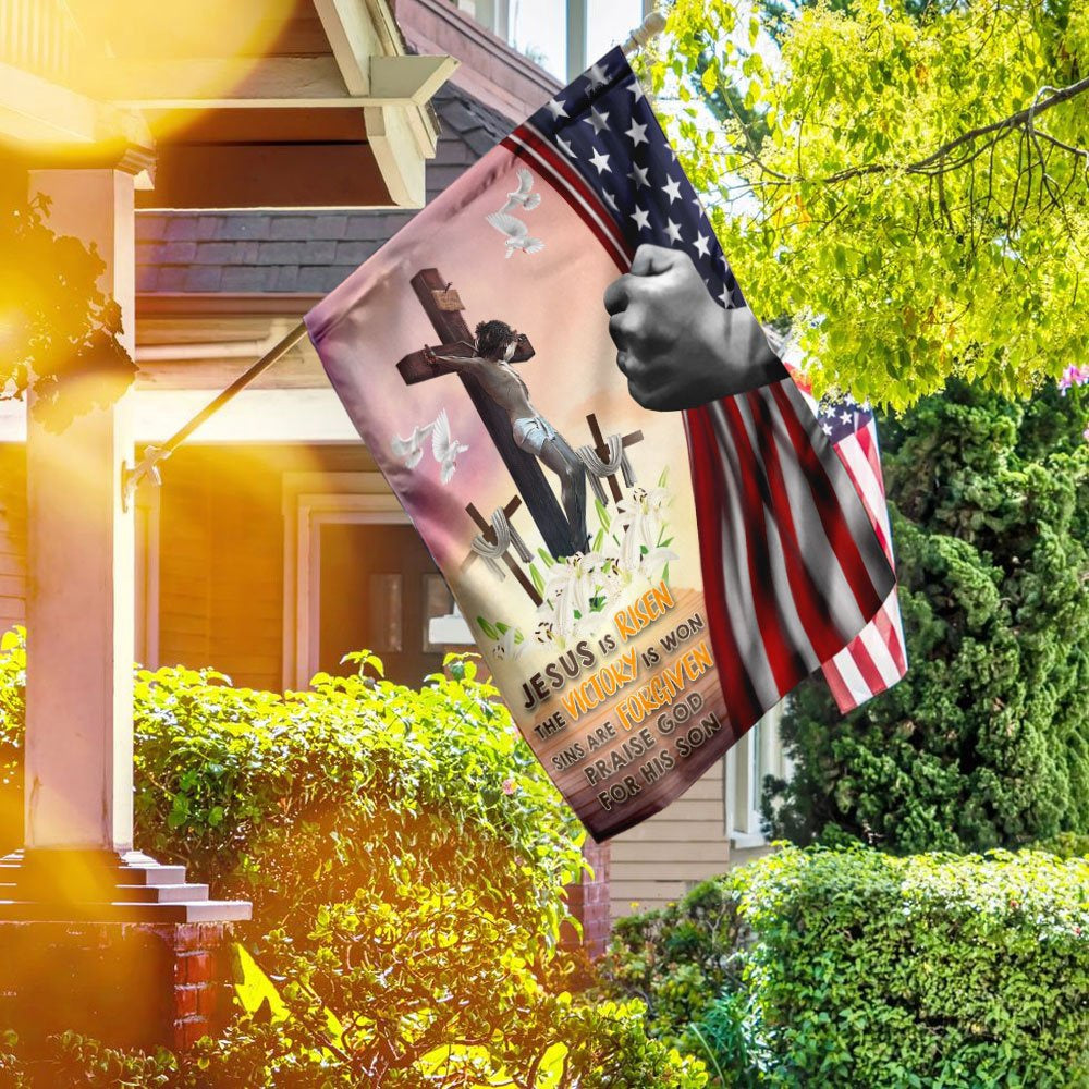 Christian Garden Flags, Jesus Is Risen Christian Easter Day Flag, Chri ...