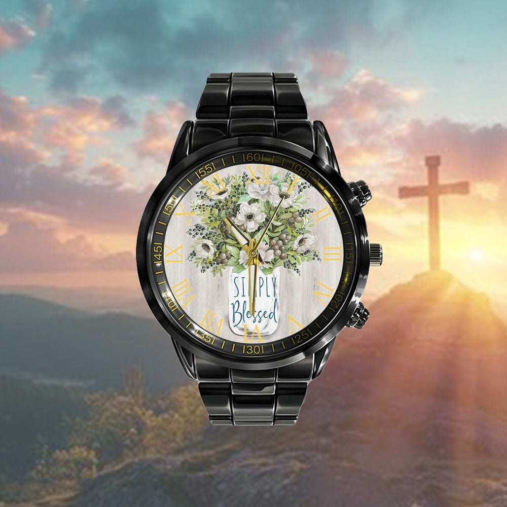 Christian Watch, Floral Simply Blessed Watch Watch - Scripture Watch ...