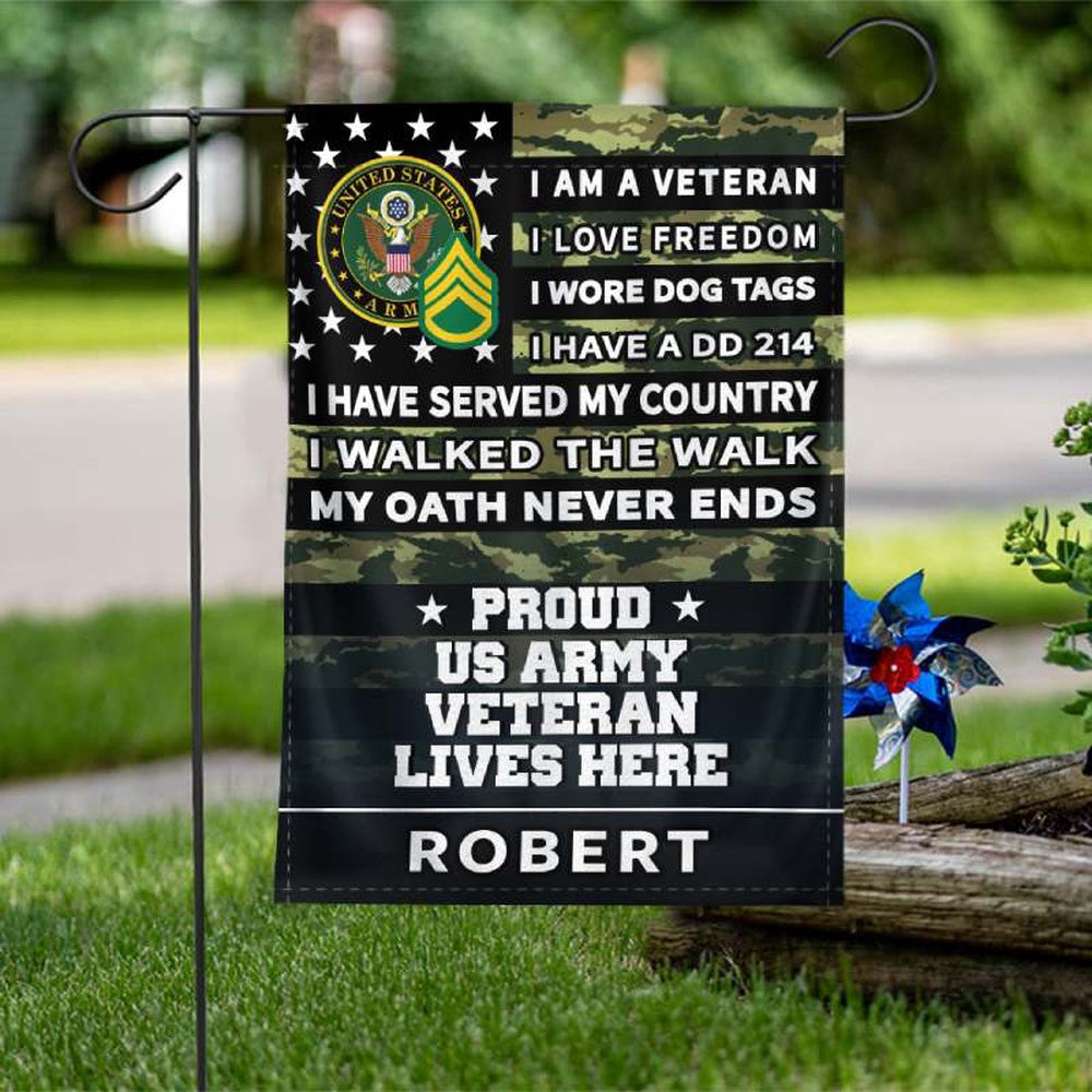 Custom US Army Flag, Flag With Insignia Veteran'S Pride, US Army Veter ...