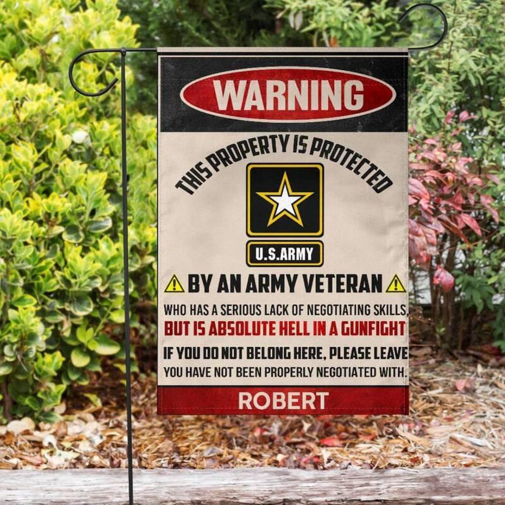 Custom US Army Flag, This Property Is Protected Army Flag, US Army Vet ...