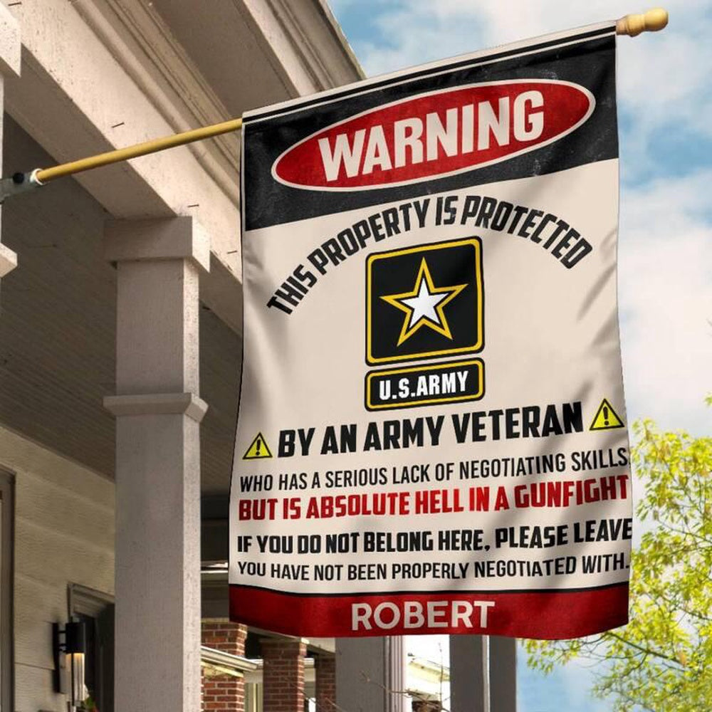 Custom US Army Flag, This Property Is Protected Army Flag, US Army Vet ...