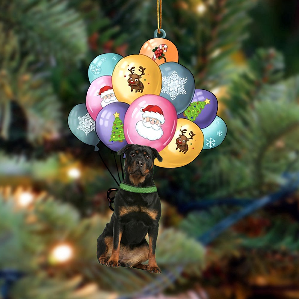 Dog Christmas Ornament, Rottweiler 2 With Balloons Christmas Ornament ...