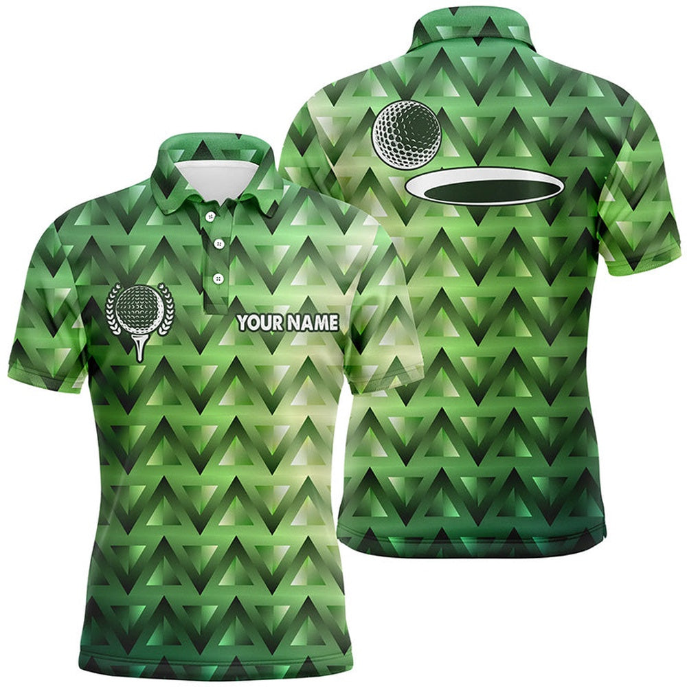 Golf Polo shirts, Green Triangle Pattern Mens Golf Polo Shirts Custom ...