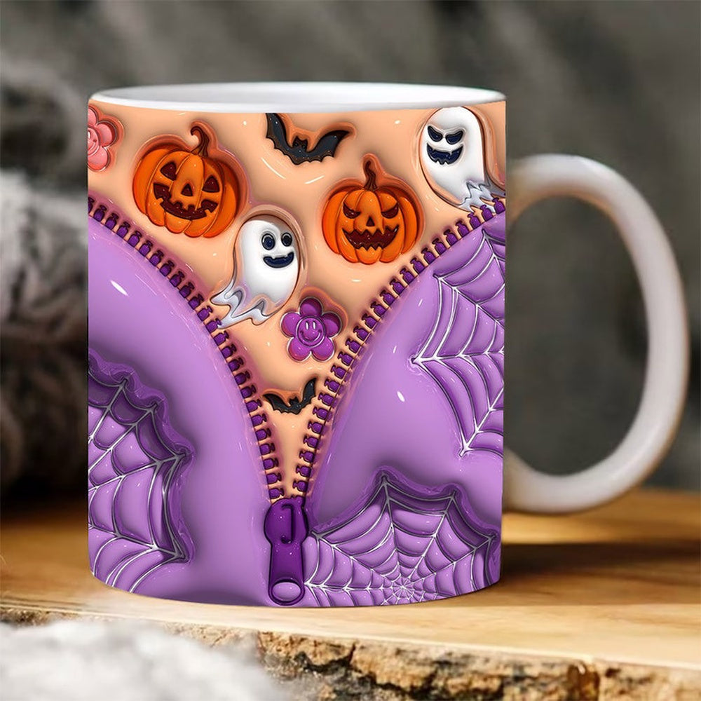 Halloween 3D Mug, 3D Halloween Zipper Inflated Mug, Halloween 3D Infla ...