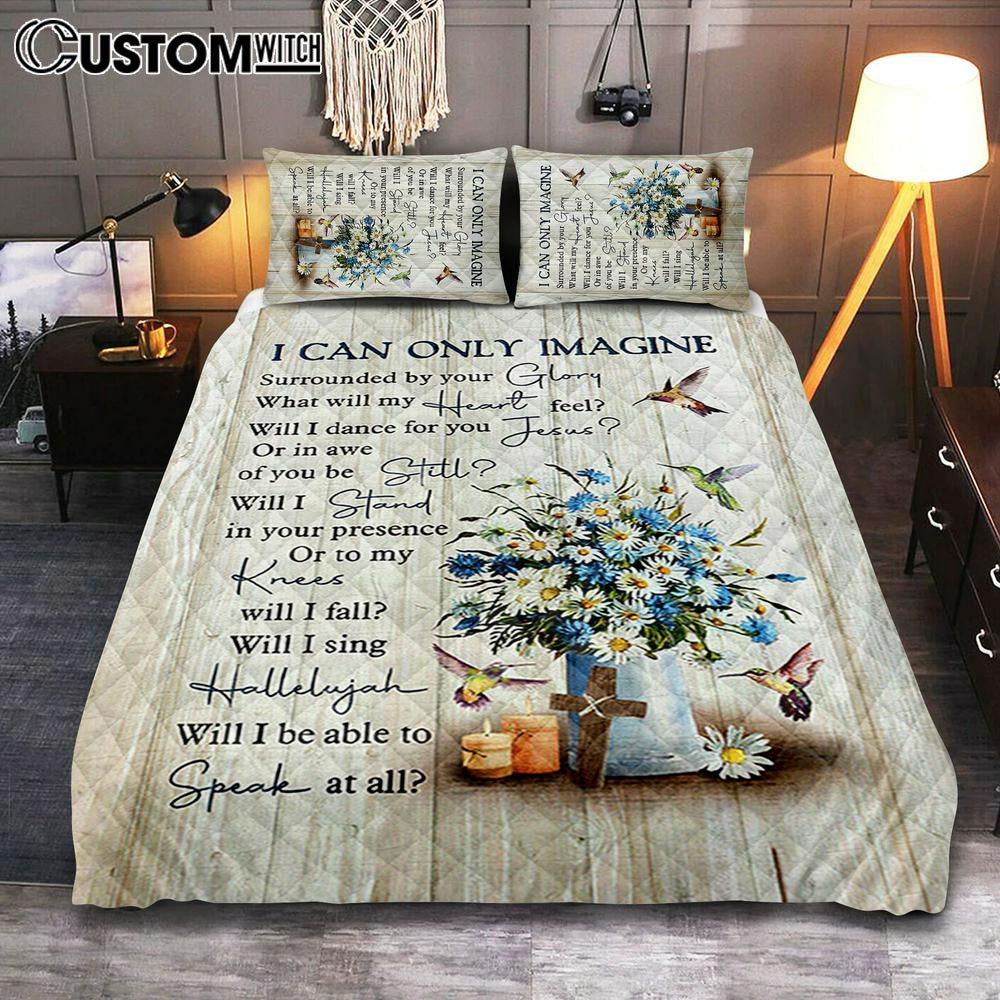 I Can Only Imagine Daisy Flower Hummingbird Quilt Bedding Set Art - Bi ...