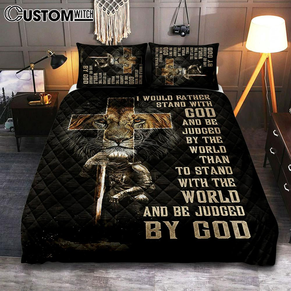 I Would Rather Stand With God Quilt Bedding Set - Lion Of Judah Cross ...