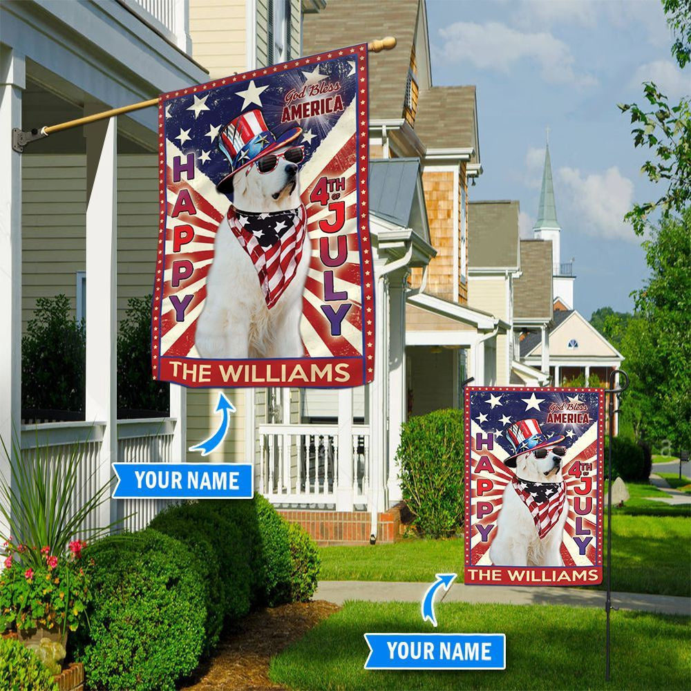 Personalized Dog Flags, Great Pyrenees God Bless America, 4th Of July ...