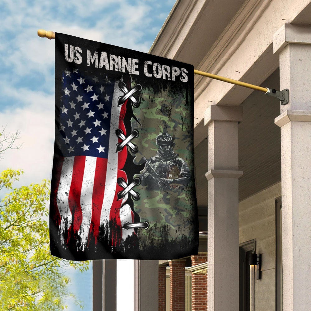 US Marine Corps Flag, Veteran Us Marine Corps American Flag Heavy Gard ...