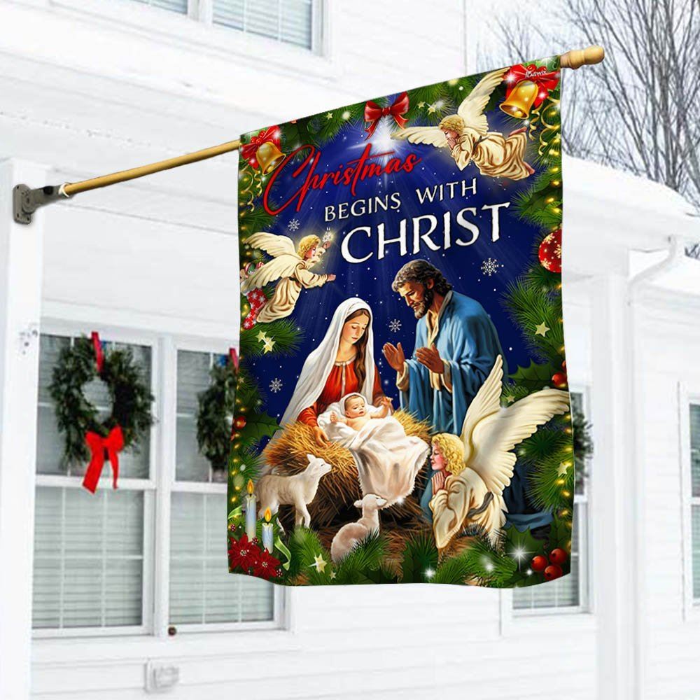 Angel Flag Christmas Begins With Christ Flag, Christian Christmas Hous ...