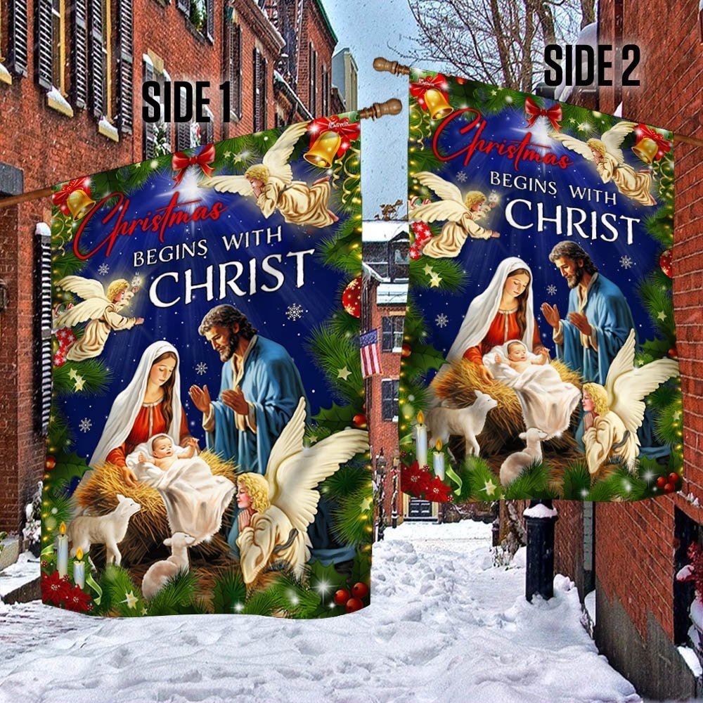 Angel Flag Christmas Begins With Christ Flag, Christian Christmas Hous ...