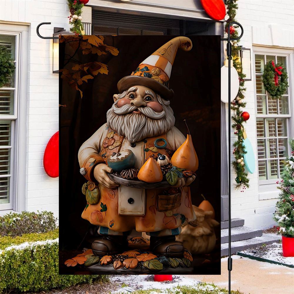 Autumn's Keeper The Enchanted Garden Gnome Flag, Christmas Garden Flag ...