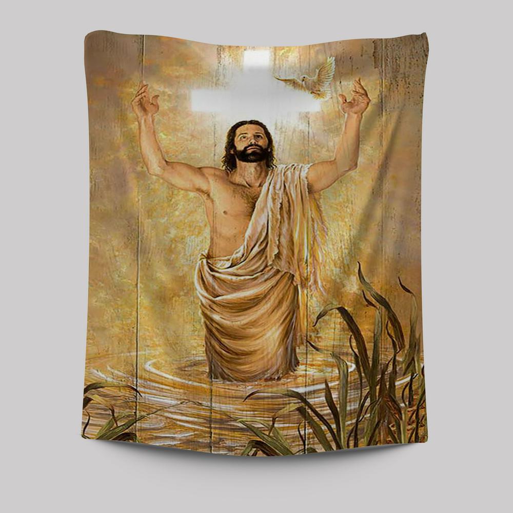 Baptism Of Jesus Dove Tapestry Art - Bible Verse Wall Art - Christian ...