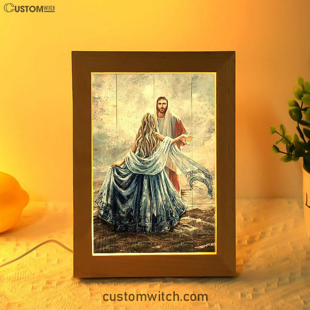 Beautiful Girl A Dance With Jesus Frame Lamp Art - Christian Night Lig – Customwitch