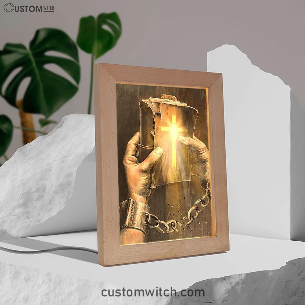 Bible Jesus Hands Light Cross Frame Lamp Art - Bible Verse Wooden Lamp ...