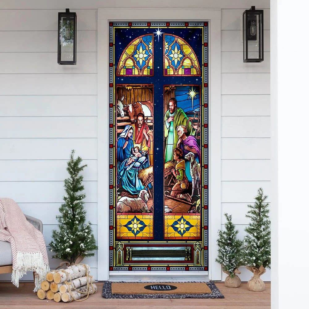 Born Day Of Jesus Christ Jesus Family Door Cover, Christian Door Decor ...
