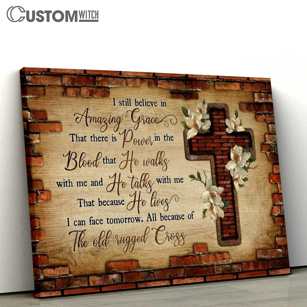 Brick Wall, Jesus Cross, The Old Rugged Cross Canvas Poster – Customwitch
