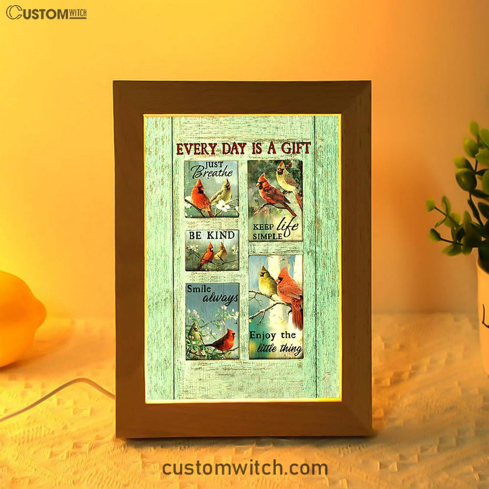 Cardinal Every Day Is A Gift Frame Lamp Art - Bible Verse Art - Christ ...