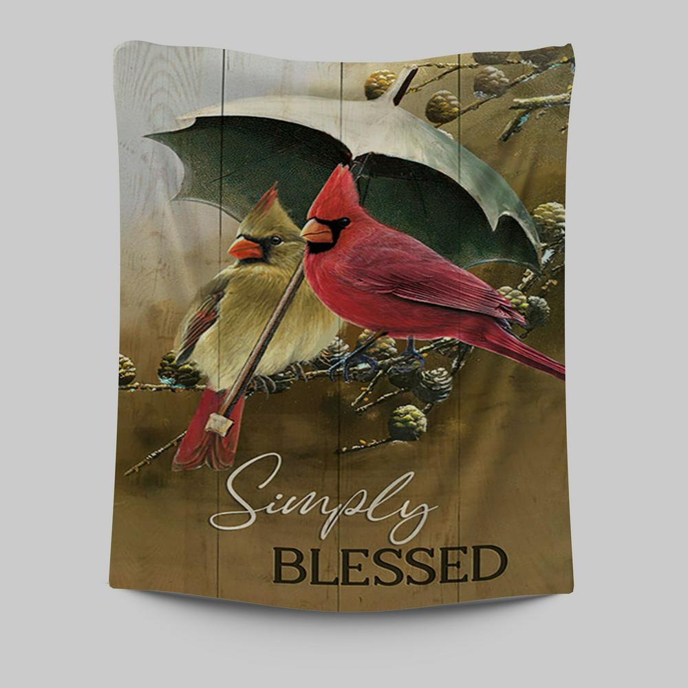 Cardinal Simply Blessed Tapestry Art - Bible Verse Wall Art - Christia ...