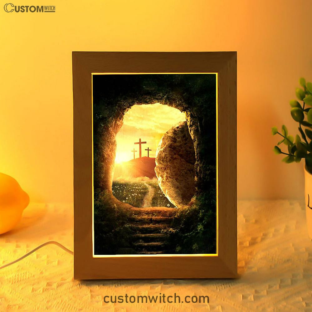 Cave Sunrise Three Crosses The Path To Paradise Frame Lamp Art - Chris – Customwitch