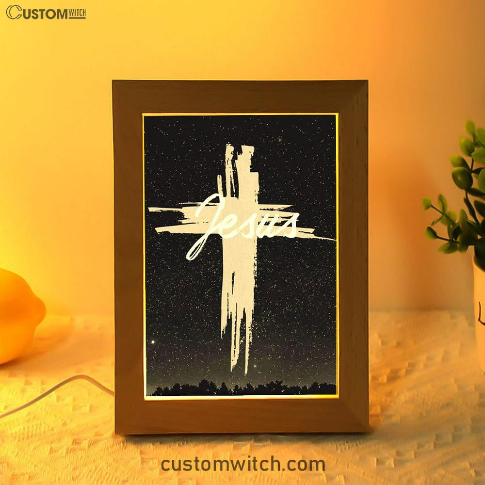 Christian Jesus Word Cross Frame Lamp Prints - Bible Verse Decor - Scr ...