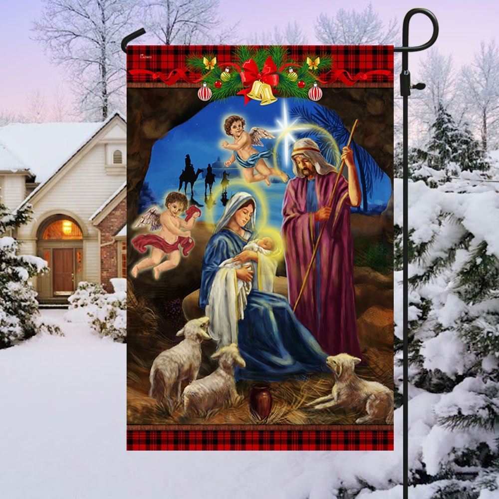 Christmas Flag Nativity Scene Oh Holy Night Jesus Was Born Flag, Chris ...