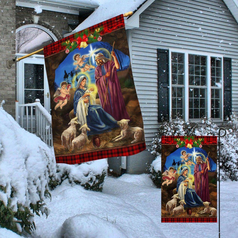 Christmas Flag Nativity Scene Oh Holy Night Jesus Was Born Flag, Chris ...