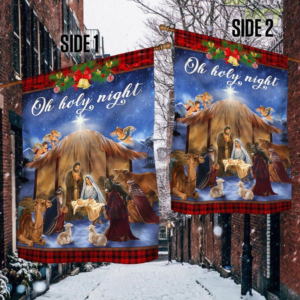 Christmas Flag Oh Holy Night Jesus Was Born Flag, Christian Christmas ...