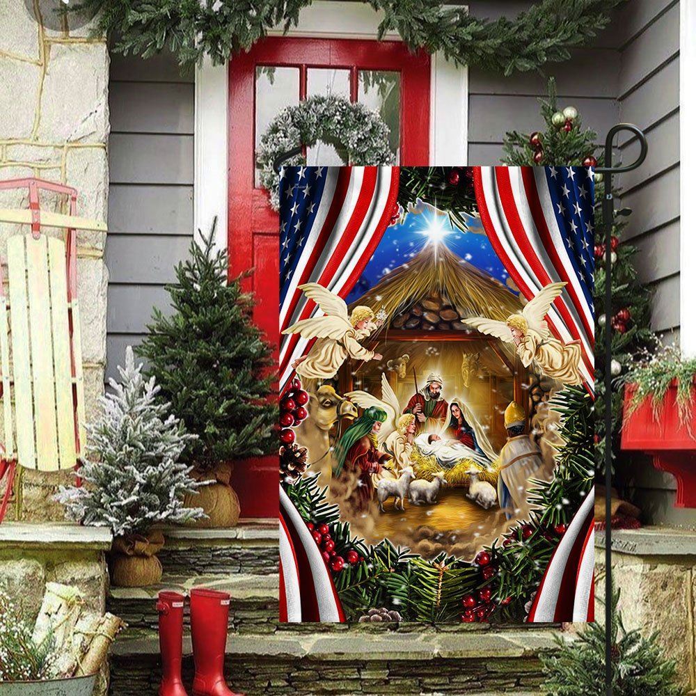 Christmas Is All About Jesus Flag, Nativity Of Jesus Christmas America ...