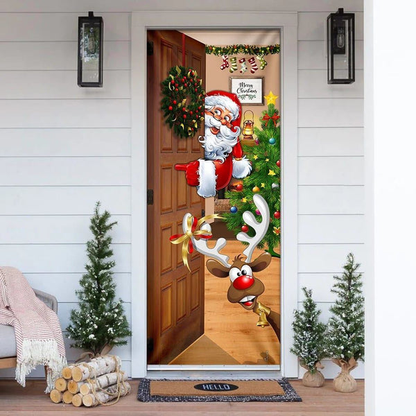 Christmas Is Coming Door Cover, Santa Claus Door Cover, Christmas Door ...