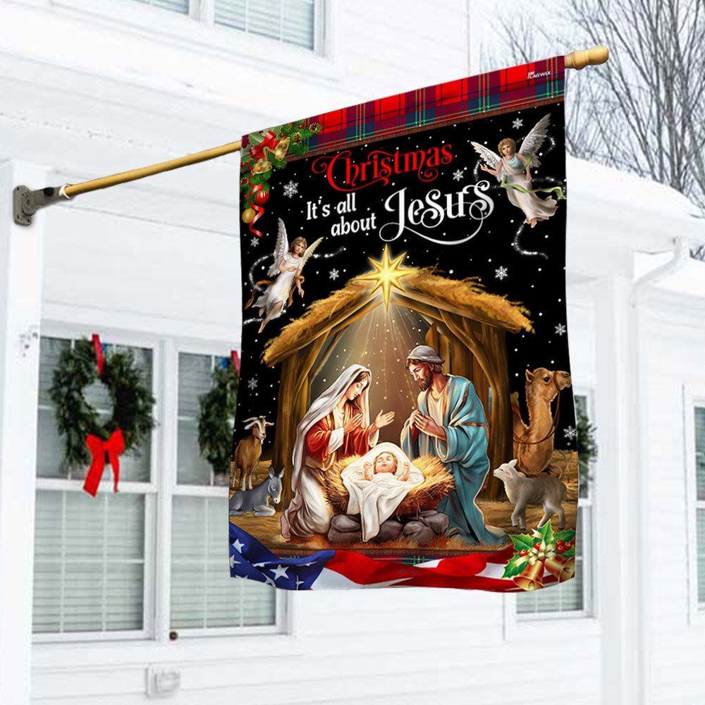 Christmas It's All About Jesus Flag, Nativity Of Jesus Holy Family Fla ...