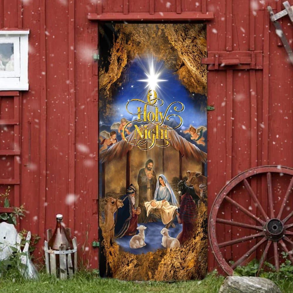 Christmas Silent Night Door Cover Jesus Is Born, Door Christmas Cover ...