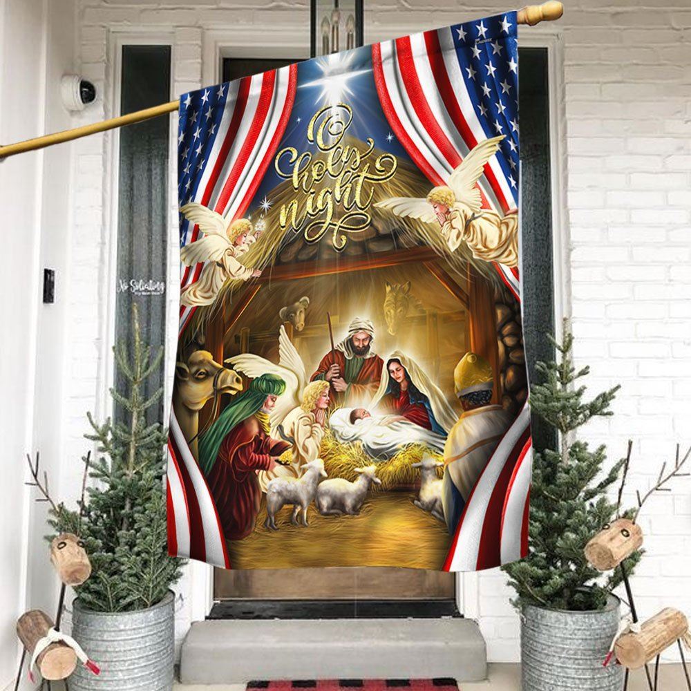Christmas Silent Night Flag Jesus Is Born, Nativity Of Jesus Flag, Chr ...