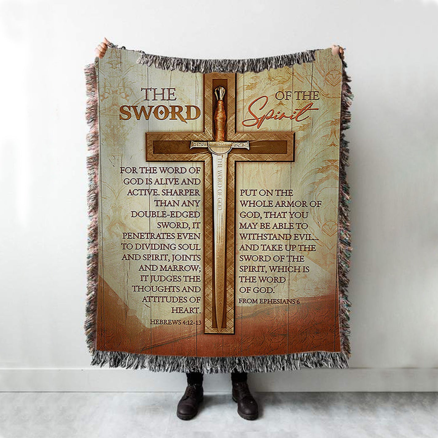Cross Bible Verses Word Of God Woven Blanket- The Sword Of The Spirit ...