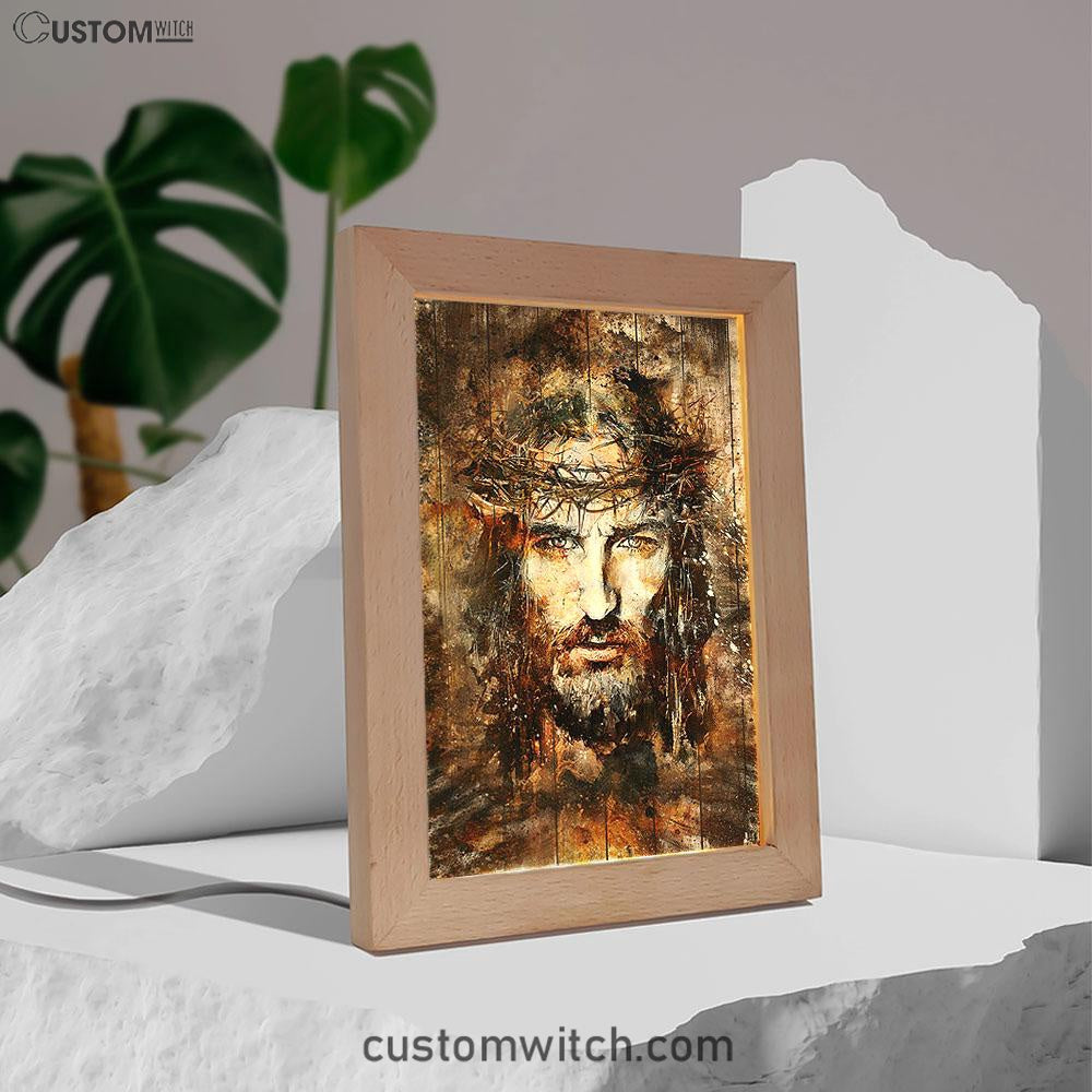 Crown Of Thorns Jesus Face Frame Lamp Art - Bible Verse Art - Christia – Customwitch